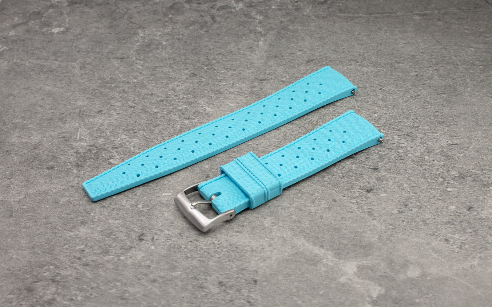 Sky Blue Tropical Style FKM Rubber Watch Strap Vintage Sport 20mm 22mm ...