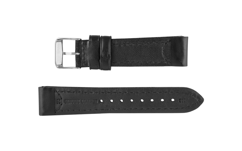 Men's Black Canvas & Leather Watch Strap 18mm 20mm 22mm - allwatchbands.com